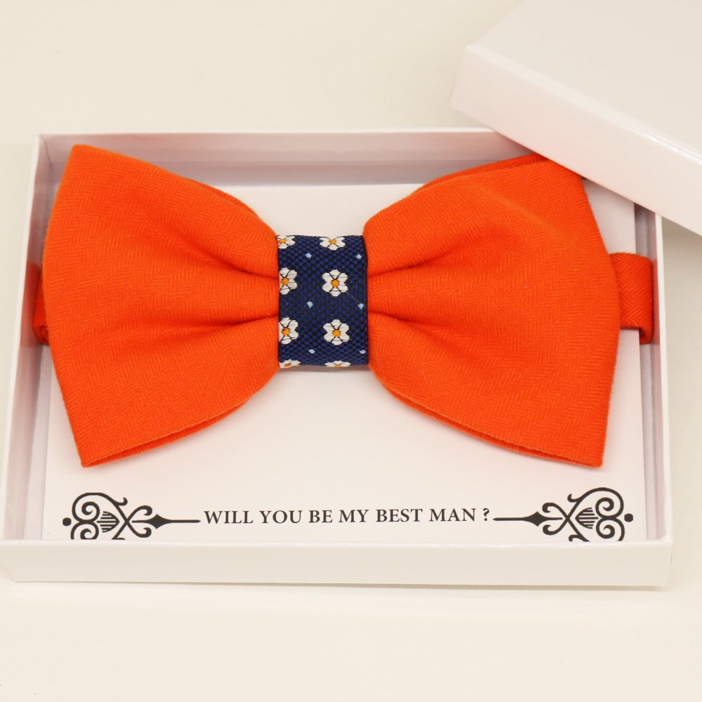 Orange bow tie, Best man request gift, Groomsman bow tie – Handmade Custom Bow ties